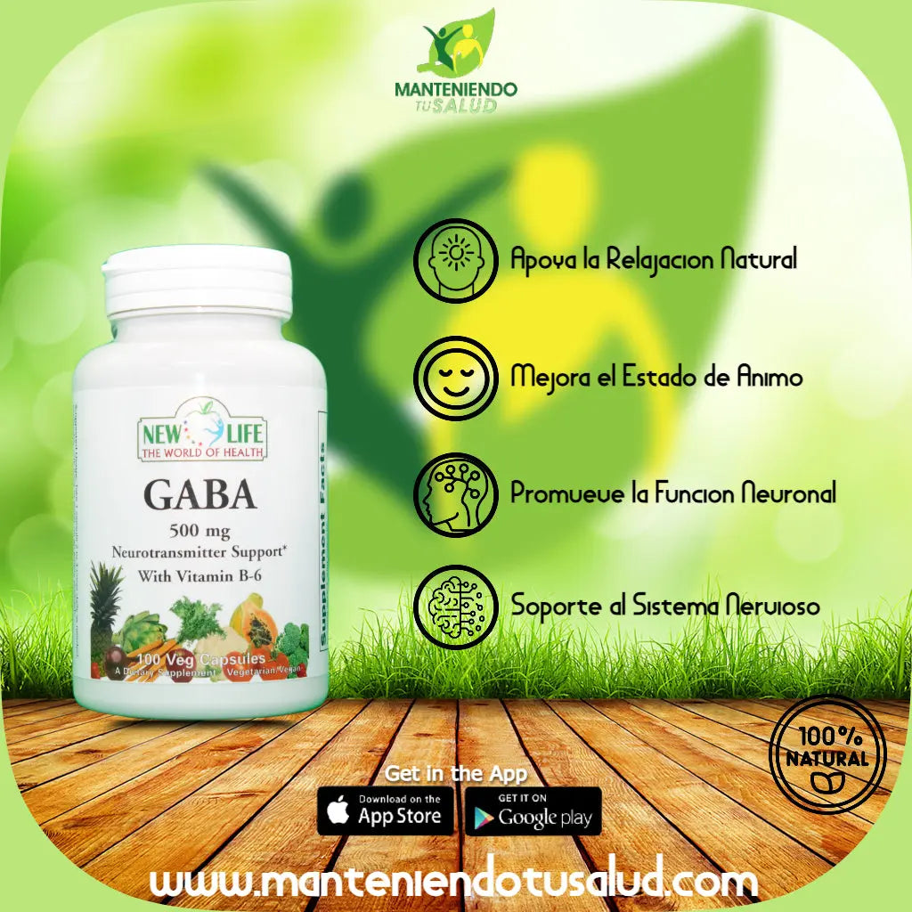 New Life Gaba 500mg, Nervous Support, 100 Veg Capsules – Manteniendo Tu Salud
