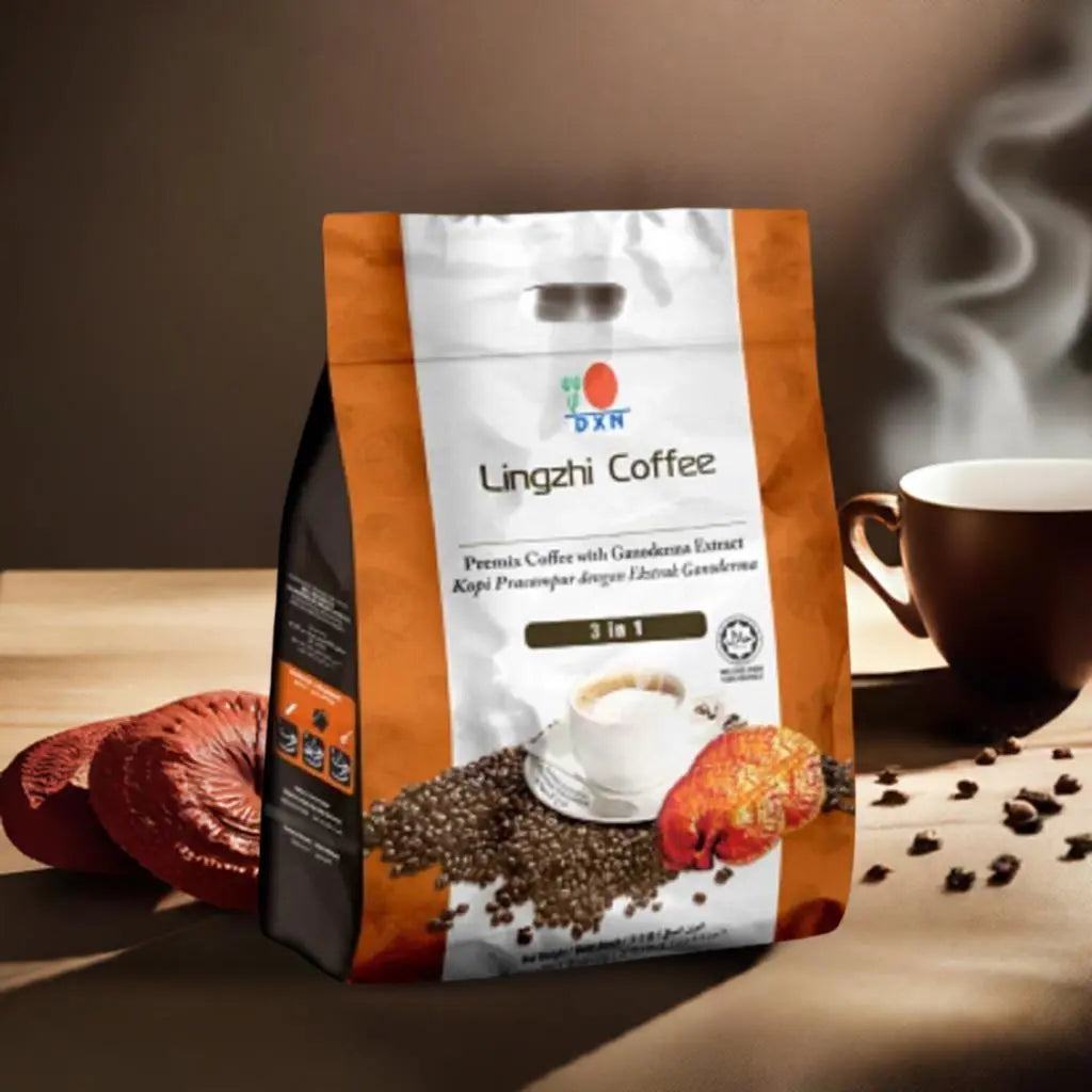 DXN Lingzhi Coffee 3 in 1, Ganoderma Coffee, Instant Coffee, 20 Pack – Manteniendo Tu Salud