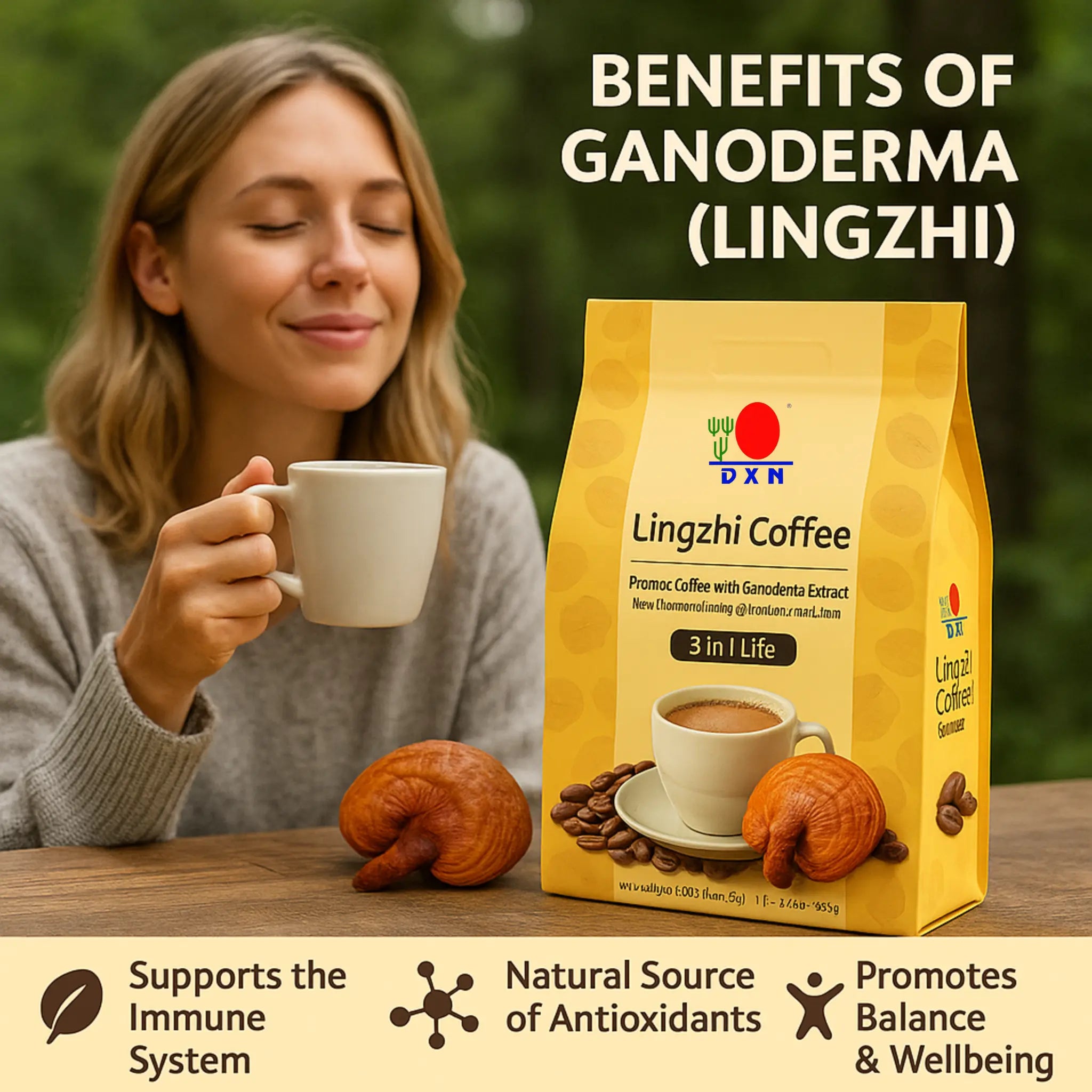 Lingzhi Coffee 3 in 1 Lite, Ganoderma Coffee, Instant Coffee, 20 Pack ...