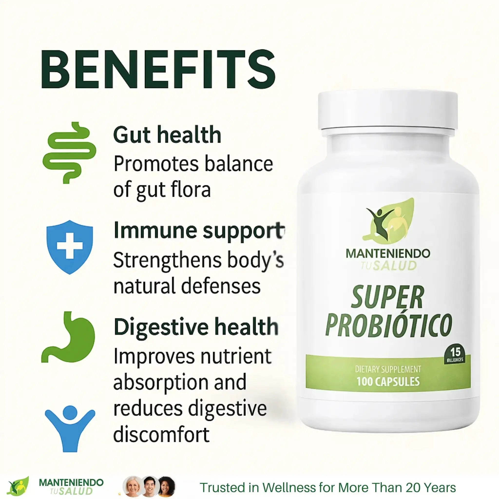 Manteniendo Tu Salud Super Probiótico, Intestinal Health, 100 Capsules