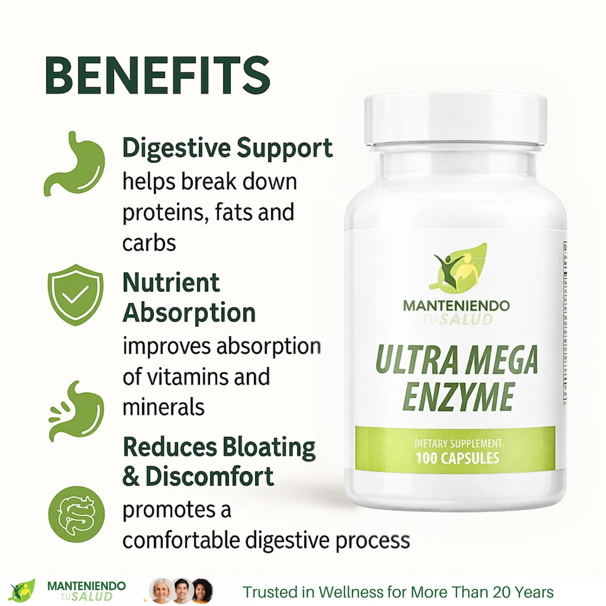 Ultra Mega Enzyme for Digestive Support - 100 Capsules – Manteniendo Tu ...